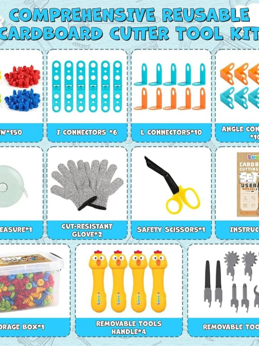 Toys | 196 Pcs Cardboard Cutter For Kids Reusable Safe Cardboard Tools ...